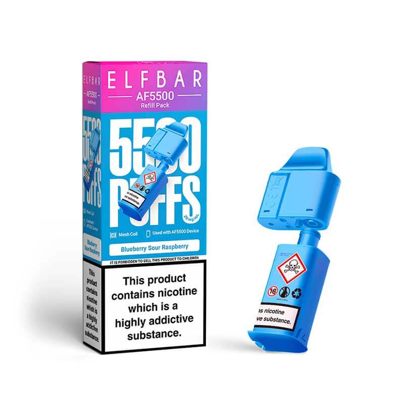ELFBAR AF5500 Blueberry Sour Raspberry Prefilled Pod + Refill | Unique ...