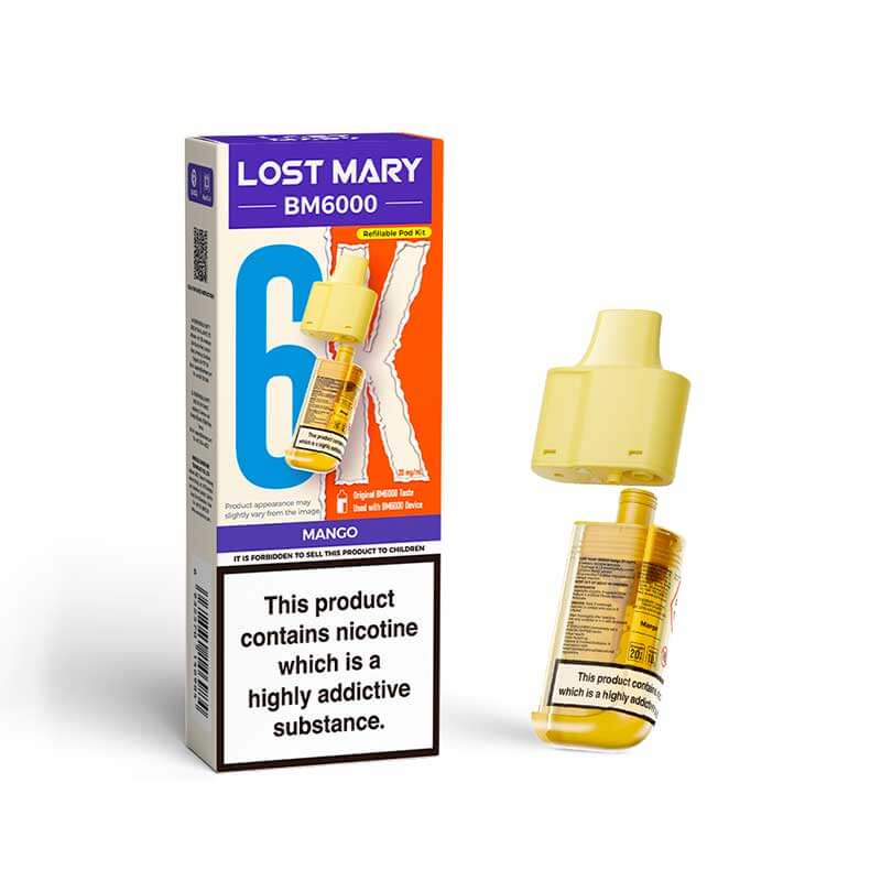 Lost Mary BM6000 Mango Prefilled Vape Pods - 20mg | Unique Wholesale UK